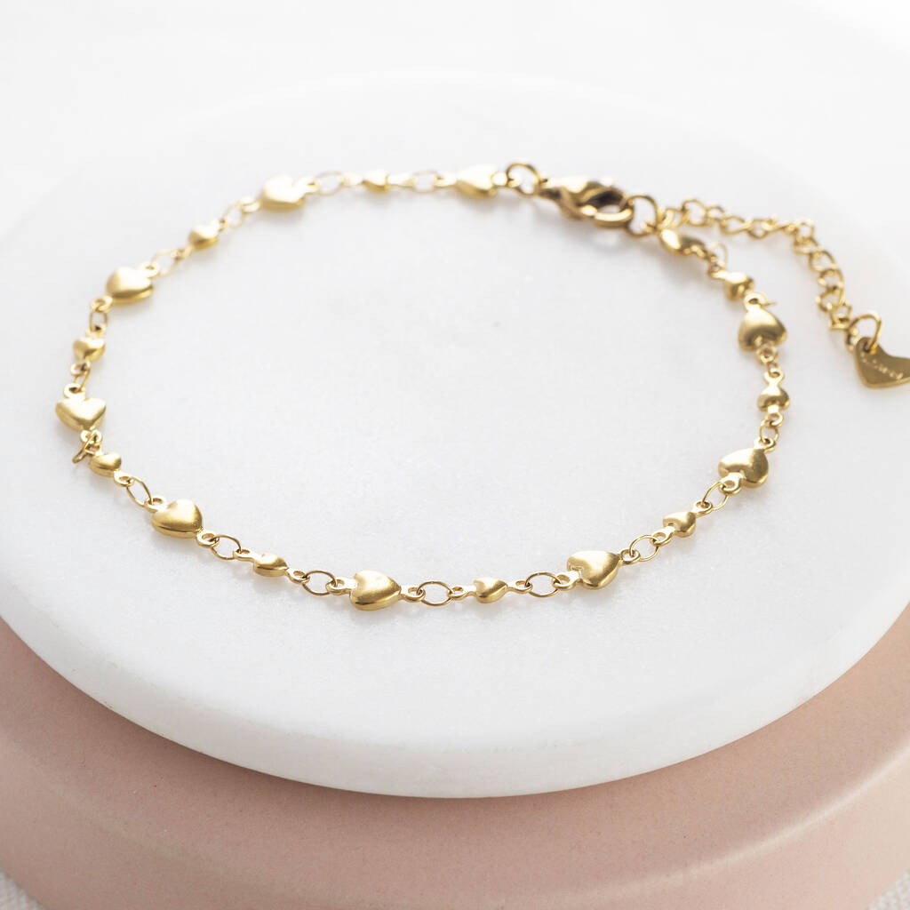 Gold Plated Graduated Hearts Anklet – JOY by Corrine Smith