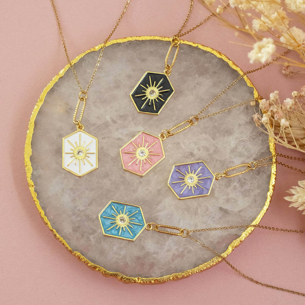 Enamel Hexagon Star Necklace – JOY by Corrine Smith