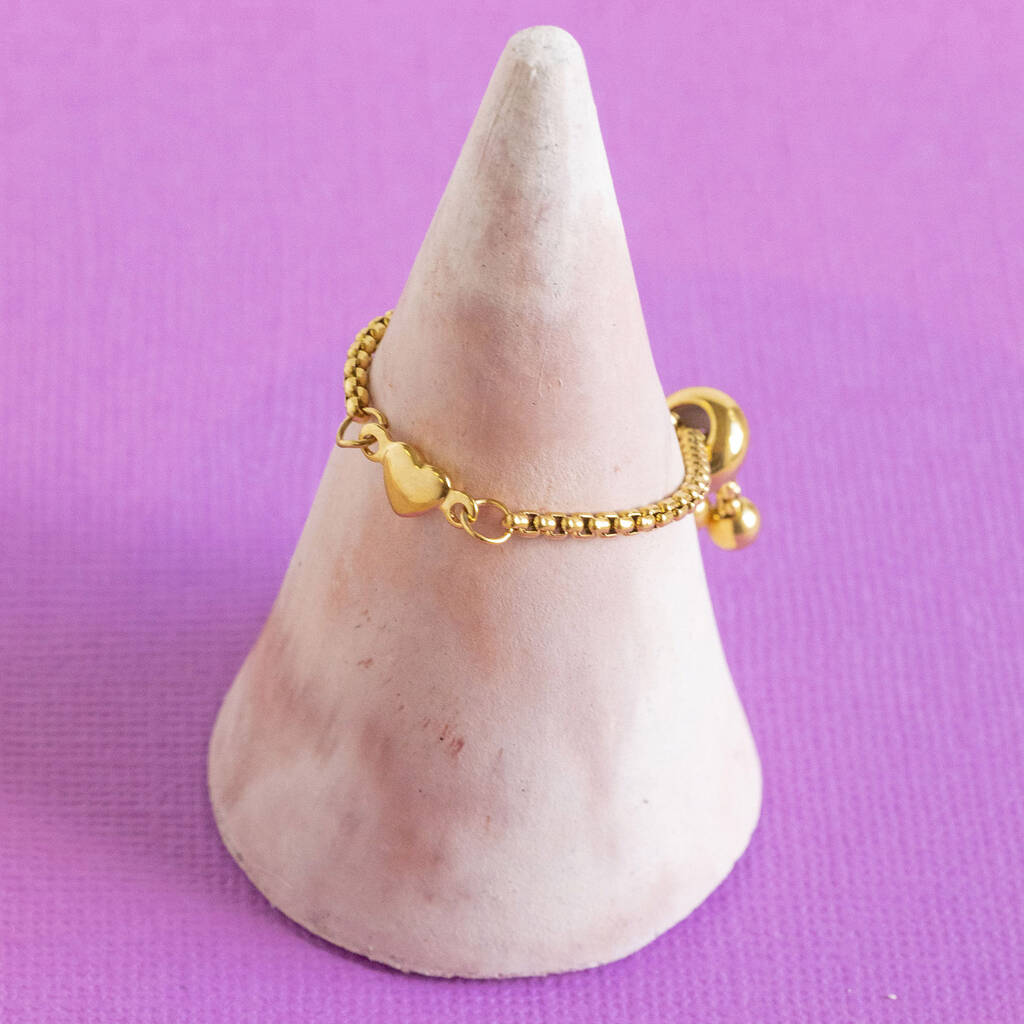 Adjustable Chain Ring with Heart Detail – JOY by Corrine Smith